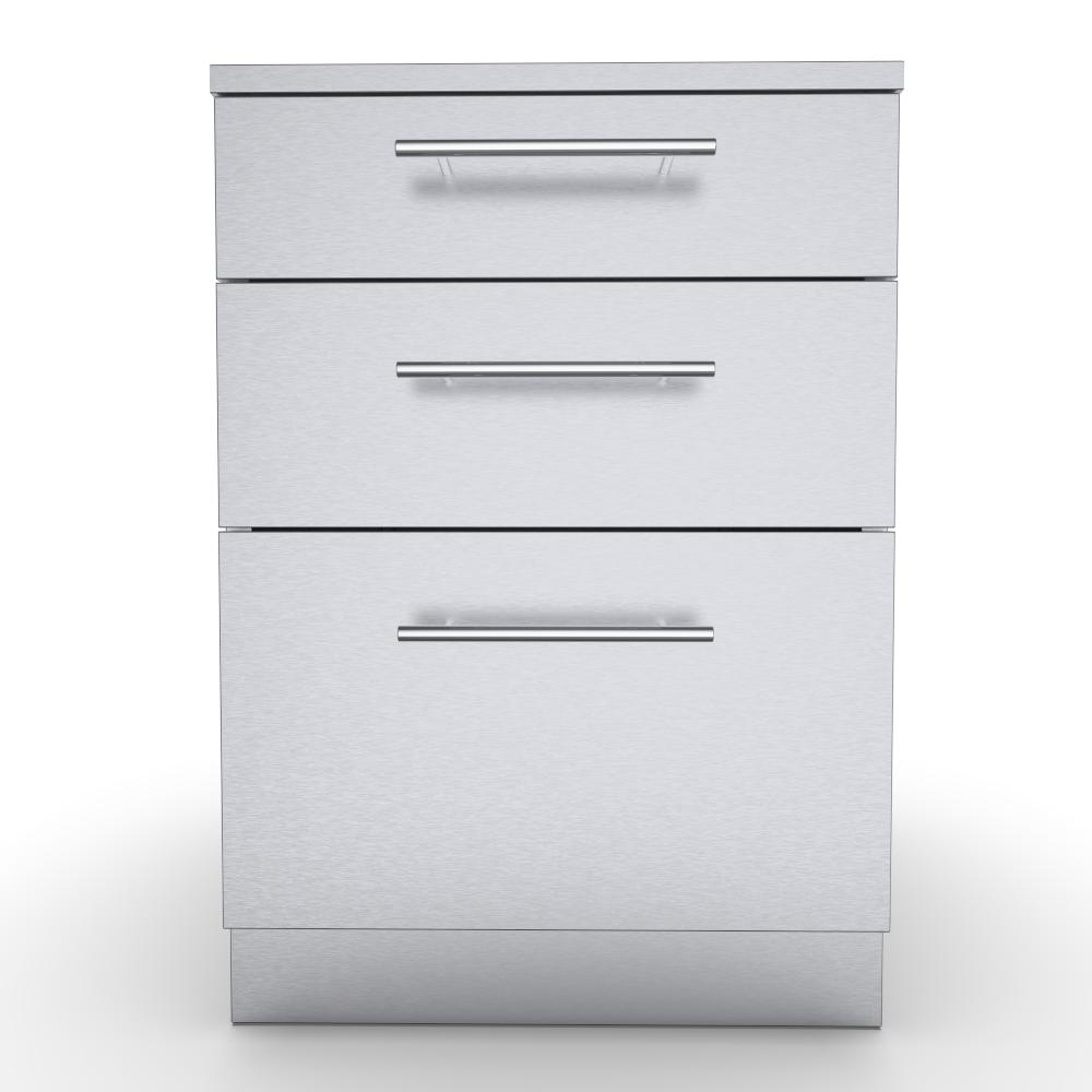 24" Large Triple Drawer Base Cabinet - SBC24STD - Sunstone Metal Products