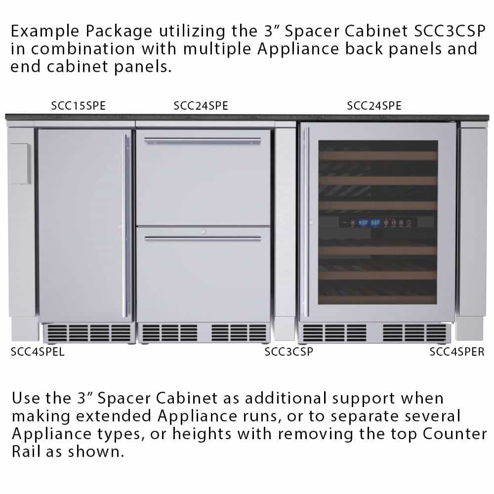3” Appliance Spacer Cabinet – SCC3CSP – Sunstone Metal Products