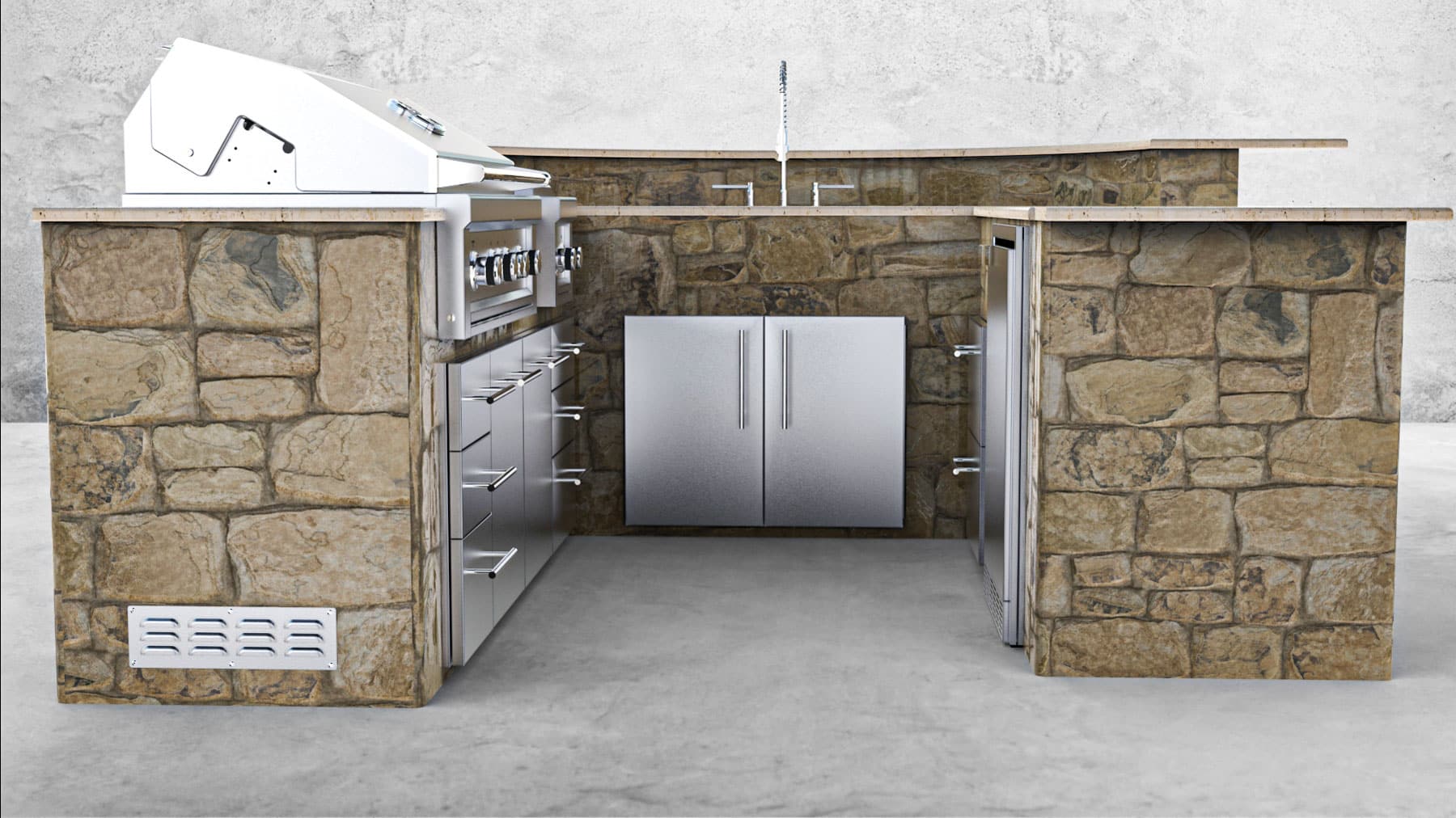 Saint Croix 8ft Bar x 9ft Island Design with Grill and Component ...