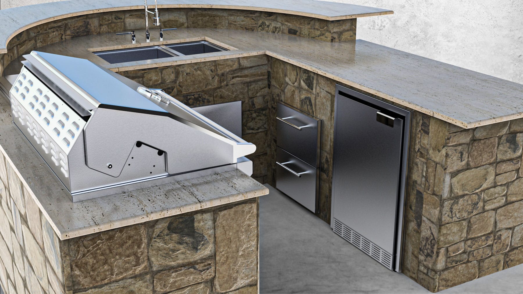 Saint Croix 8ft Bar x 9ft Island Design with Grill and Component ...